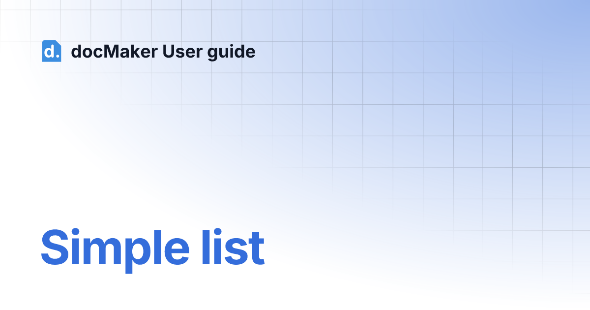 Simple list | docMaker User guide
